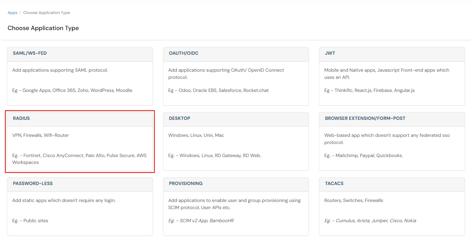 How to configure a Radius Application